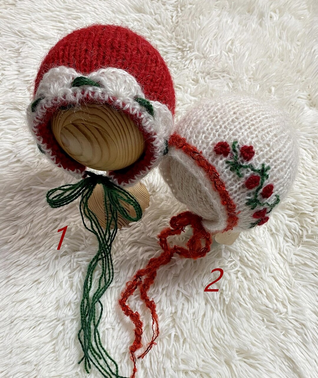 Christmas Embroidery Newborn Bonnet: Knitted Photo Prop Hat - Etsy