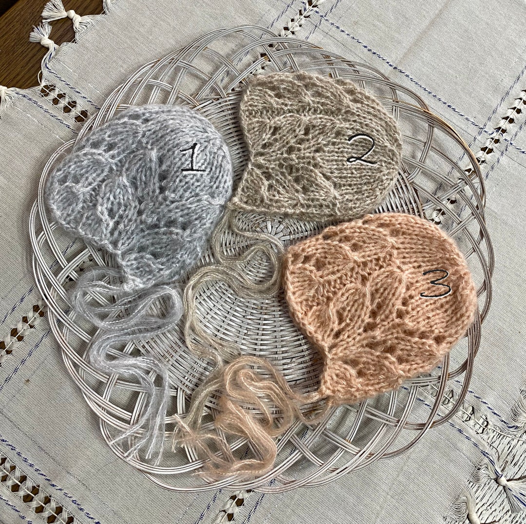 Newborn Bonnet Lace Knit Newborn Bonnet Baby Bonnet Bonnets Knit Lace ...