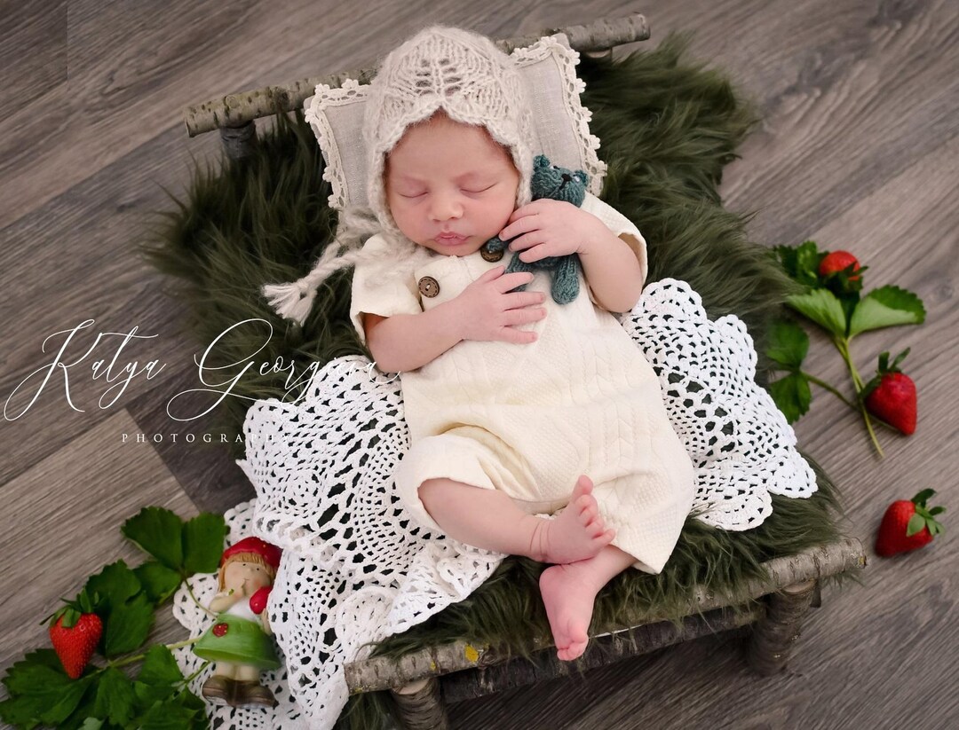 Newborn Bonnet Lace Knit Newborn Bonnet Baby Bonnet Tan Bonnets Knit ...