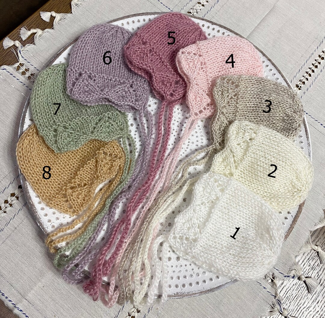 Newborn Bonnet Lace Knit Newborn Bonnet Baby Bonnet Tan Bonnets Knit ...