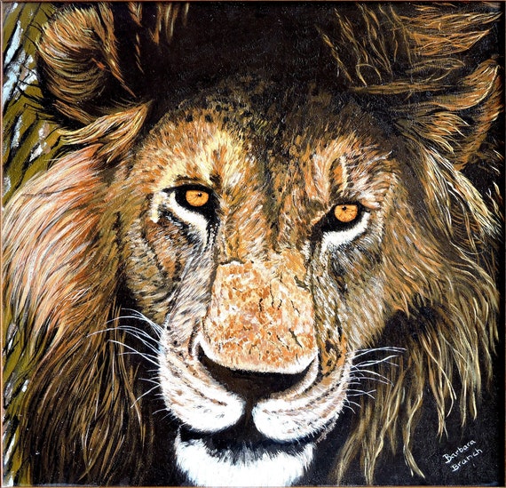 Male Lion Looking Straight at You - Etsy