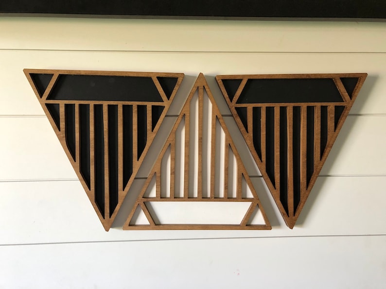 Diamond and Triangles Wood Sign Bohemian Wall Decor Mid - Etsy
