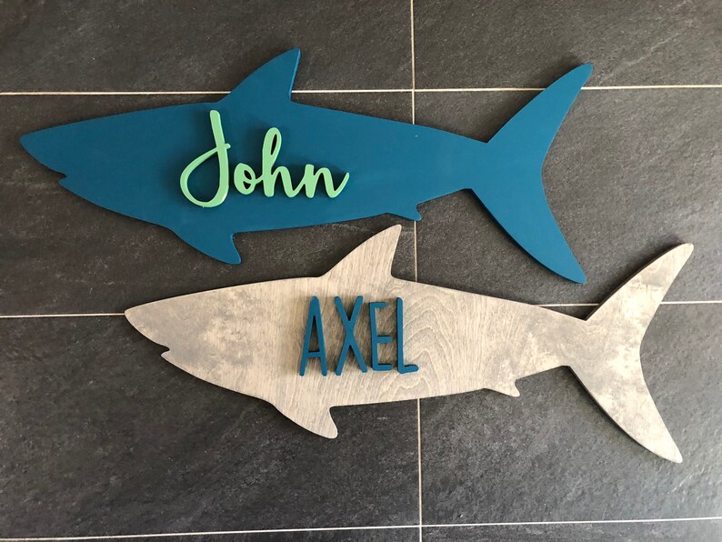 Shark Nursery Custom Baby Name Sign Wood Sign Ocean Theme - Etsy