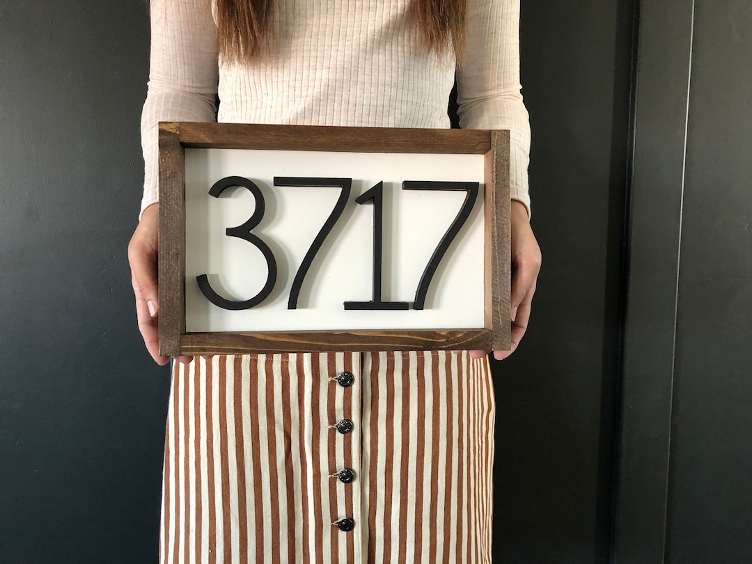 Handmade Wood Address Sign: Farmhouse Number Plaque - Etsy
