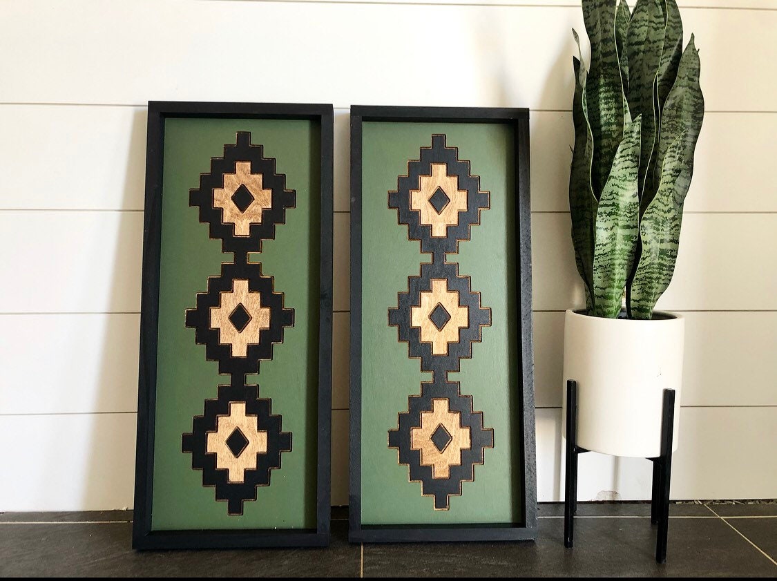Moroccan Aztec Panels Large 26x11 Inch Bohemian Style Wall Art - Etsy