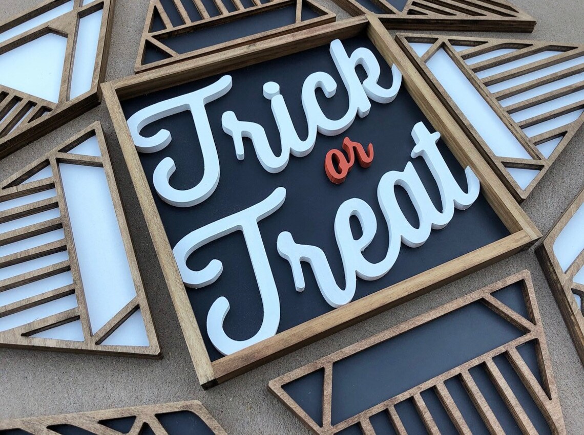 Trick or Treat Halloween Wood Sign Holiday Porch Decor - Etsy