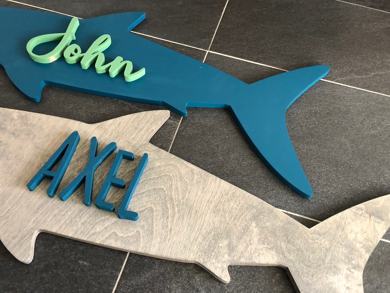 Shark Nursery Custom Baby Name Sign Wood Sign Ocean Theme - Etsy