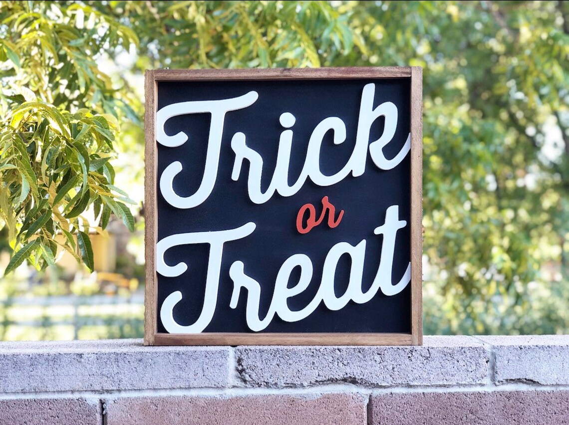 Trick or Treat Halloween Wood Sign Holiday Porch Decor - Etsy