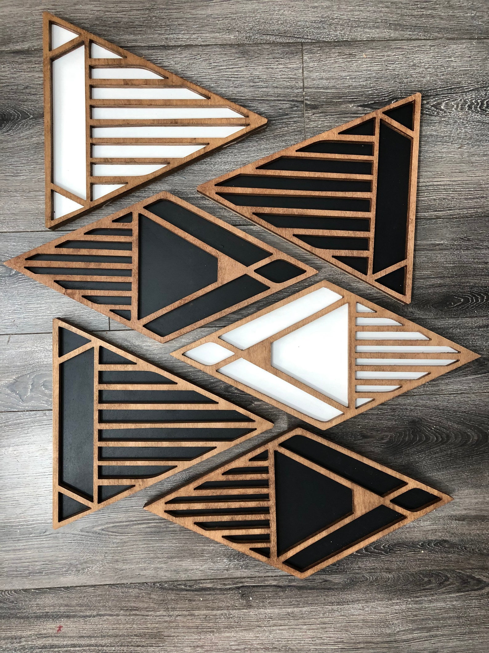 Diamond and Triangles Wood Sign Bohemian Wall Decor Mid - Etsy