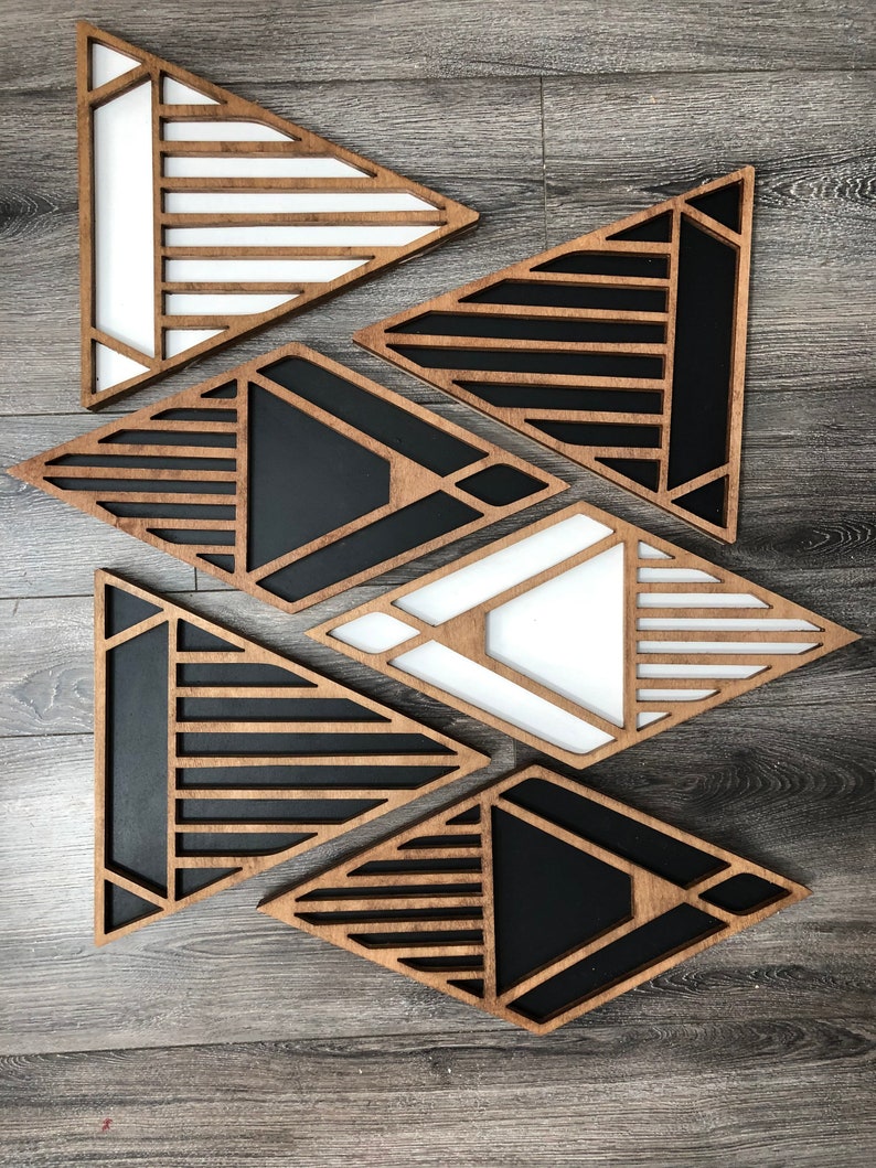 Diamond and Triangles Wood Sign Boho Wall Decor Geometric - Etsy
