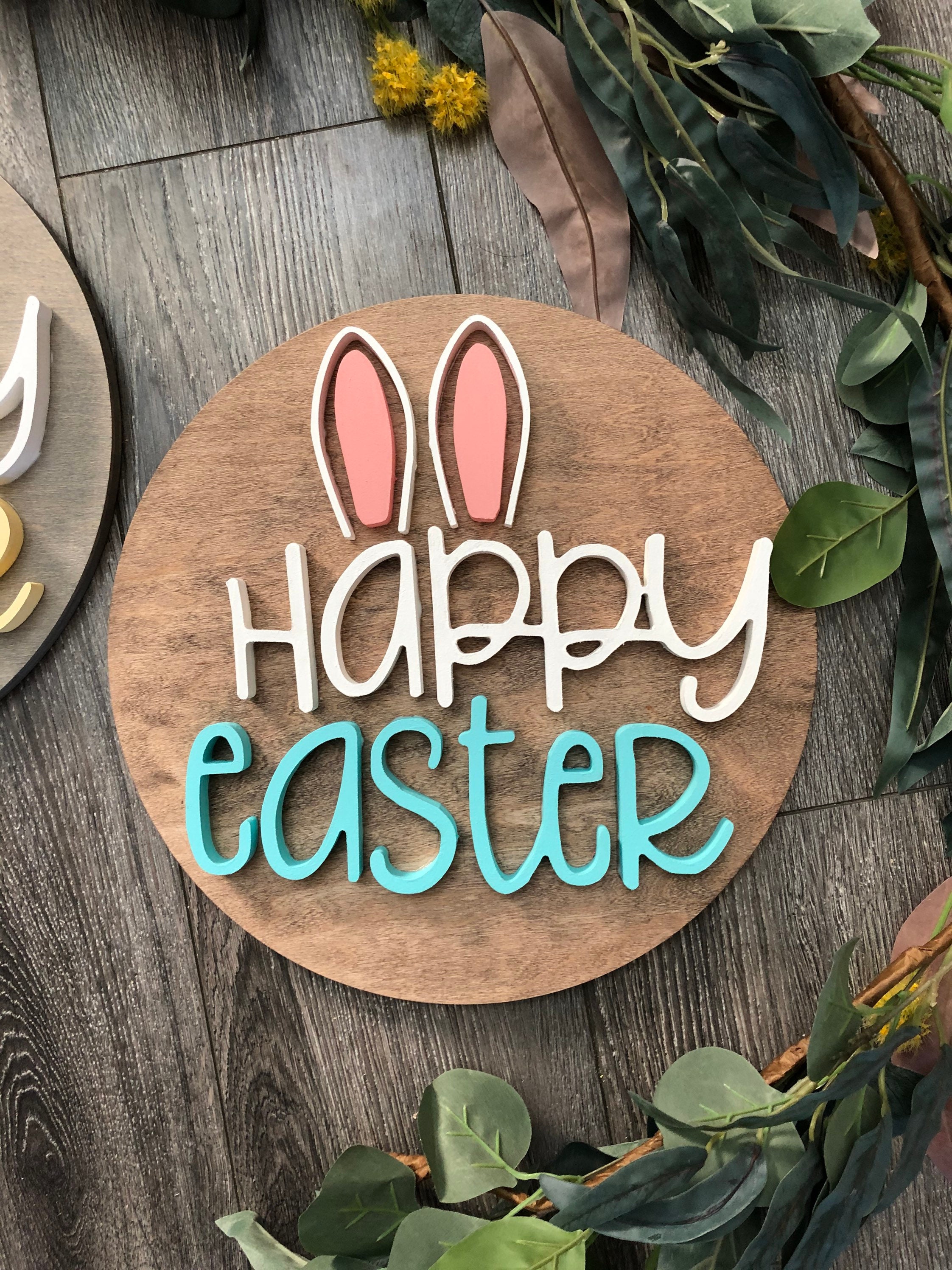 Easter Spring Wood Sign Happy Easter Bunny Wood Sign Holiday - Etsy