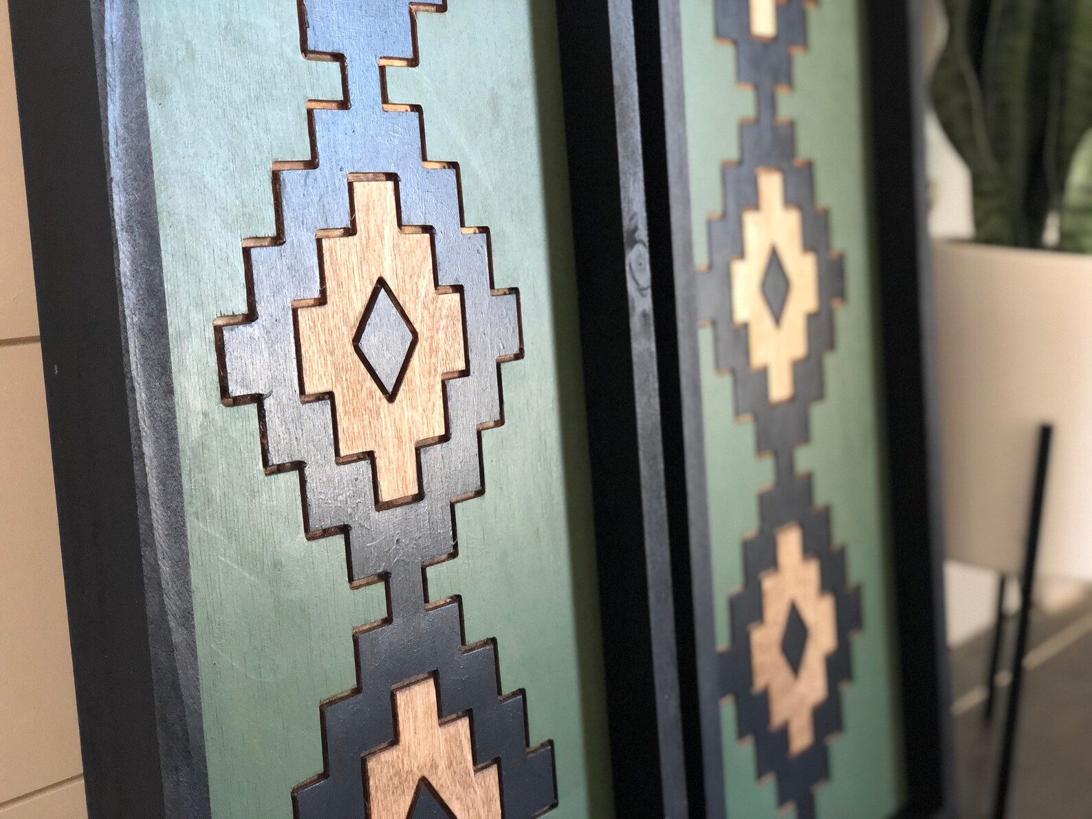 Moroccan Aztec Panels Large 26x11 Inch Bohemian Style Wall Art | Etsy