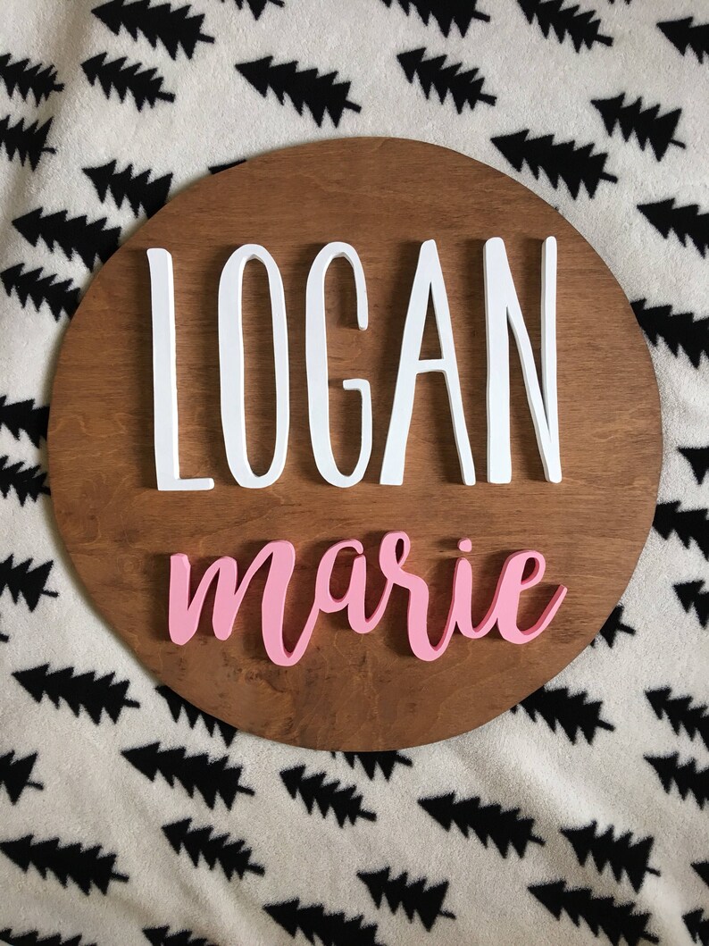 18 Inch Round Custom Name Sign nursery Name Sign Wood Cut - Etsy
