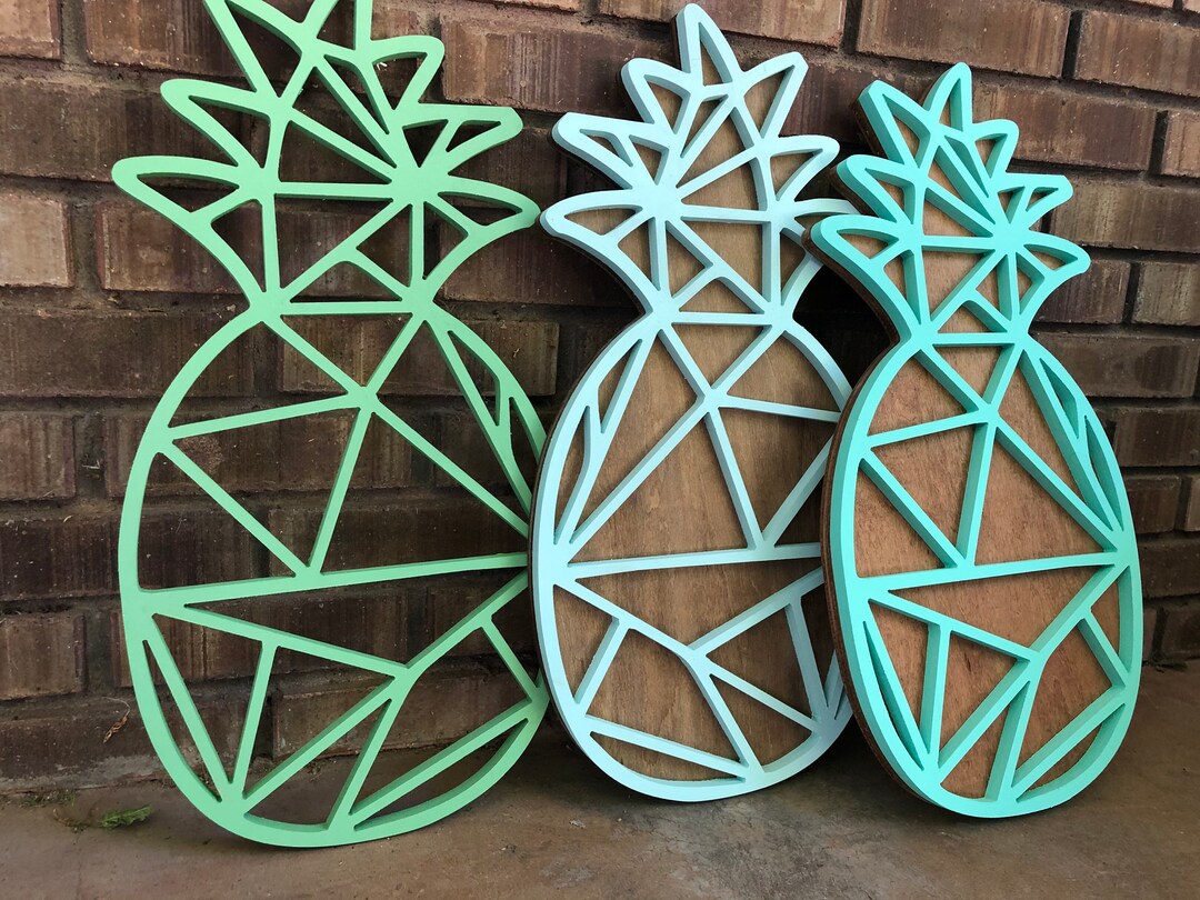 Geometric Pineapple Wood Sign + Pineapple Wall Decor + Beach Theme ...