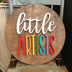 Little Artists Rainbow Wood Sign Wall Decor Kids Room Art - Etsy