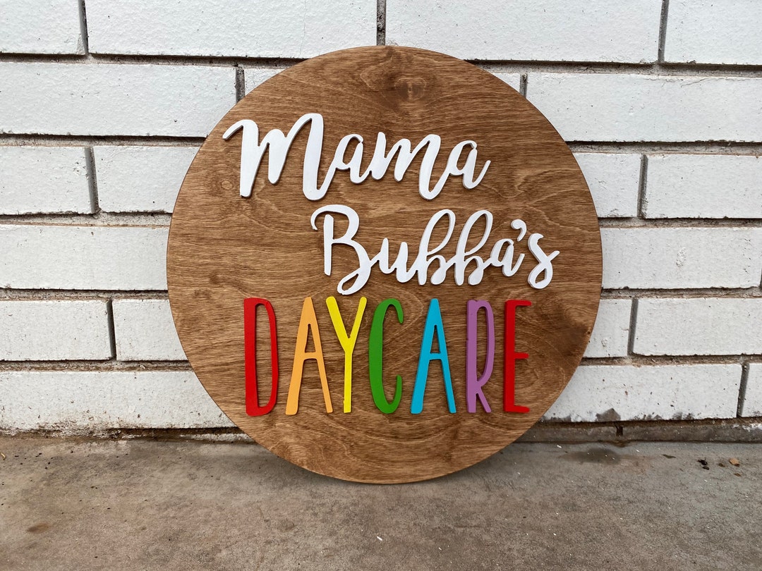 Custom Wood Daycare Sign: Preschool Door Hanger, Logo Options - Etsy