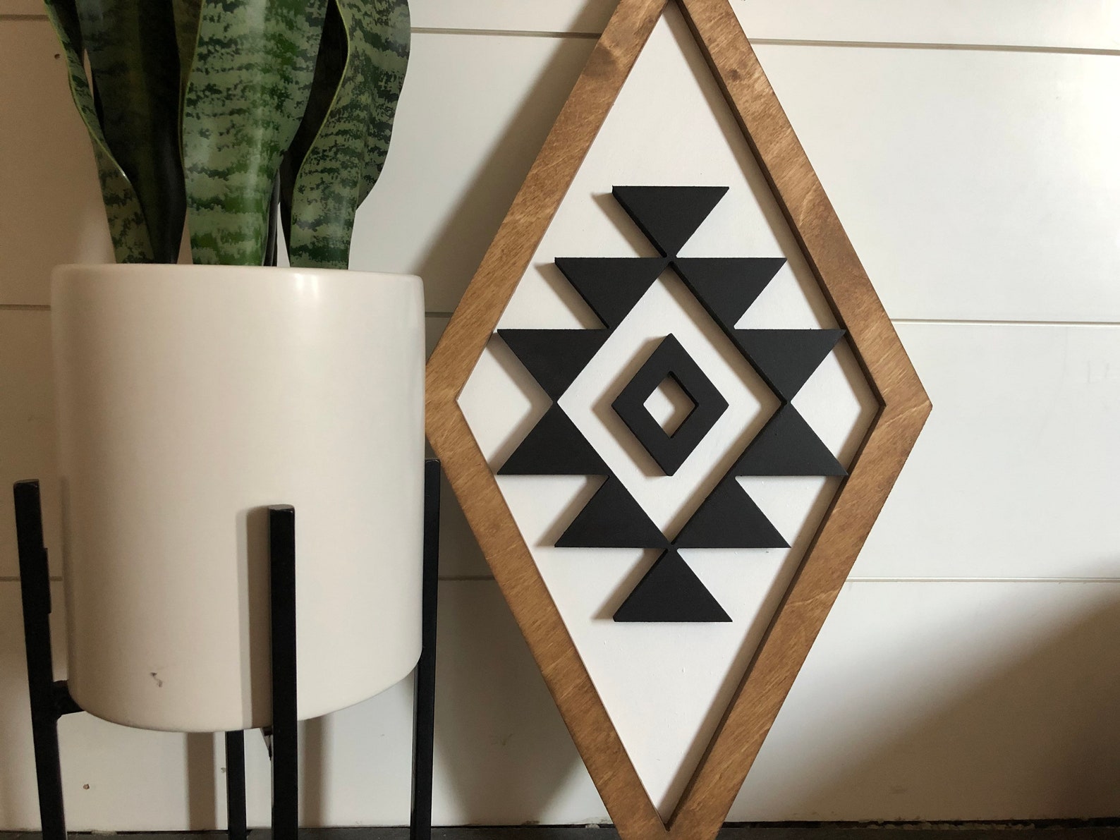 Diamond Aztec Terracotta Wood Sign Bohemian Wall Decor Boho | Etsy