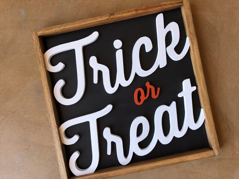 Trick or Treat Halloween Wood Sign Holiday Porch Decor - Etsy