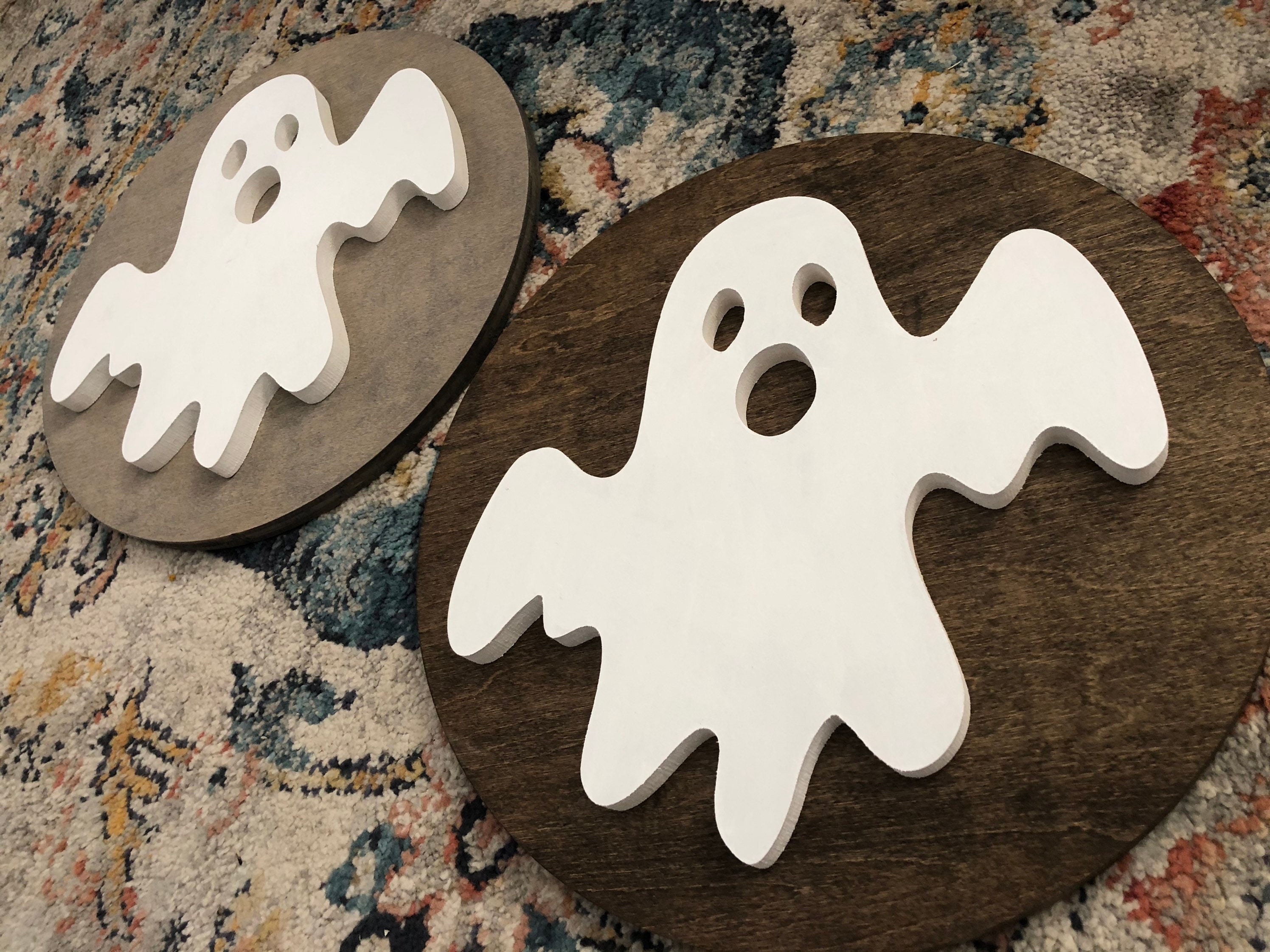 Ghost Mini 12 Inch Round Wood Sign Halloween Decorations - Etsy