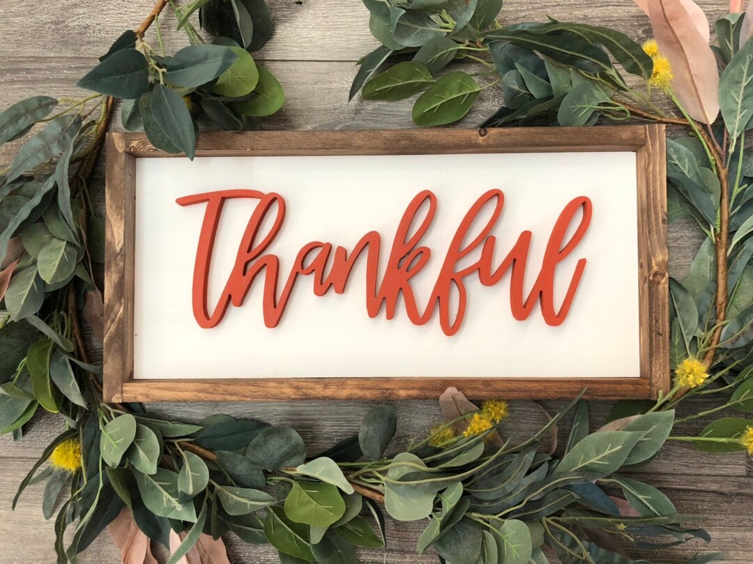 Thankful Wood Sign Thanksgiving Wall Decor 3D Thankful Wall Decorations ...