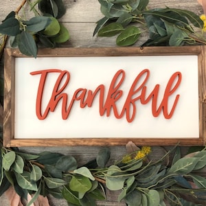Thankful Wood Sign Thanksgiving Wall Decor 3D Thankful Wall Decorations ...