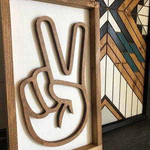 Peace Sign Wood Sign + Framed Farmhouse Home Decor + Custom Wood Sign ...