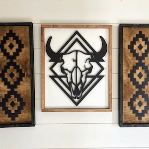 Moroccan Aztec Panels Large 26x11 Inch Bohemian Style Wall Art Modern ...