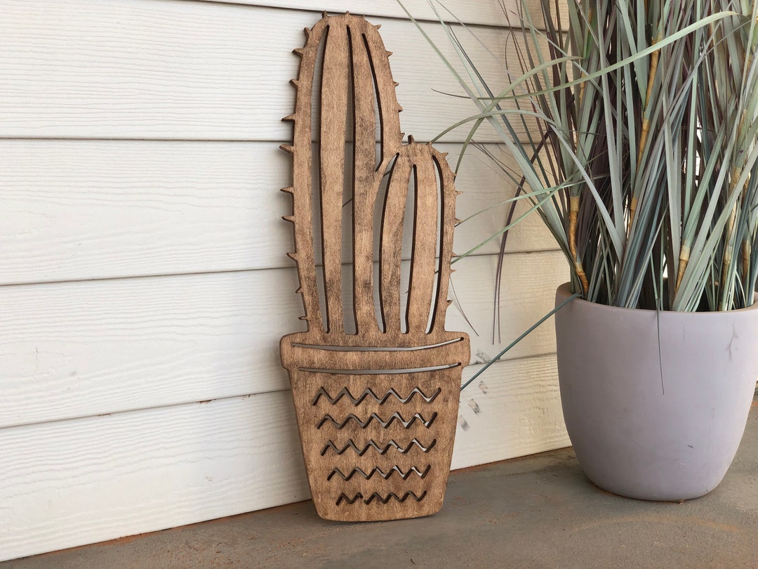 Cactus Wood Sign Stand Alone Home Decore Cactus Word Sign Wall Art Gift ...