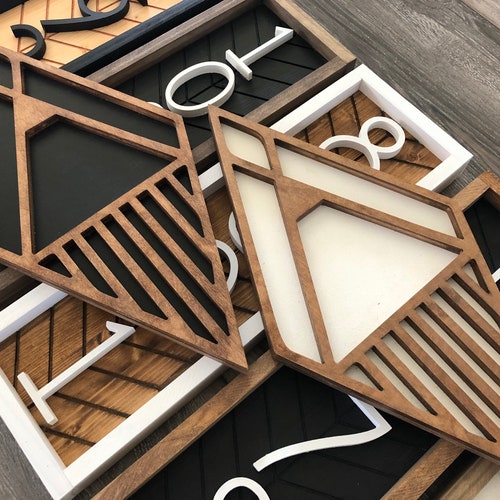 Diamond and Triangles Wood Sign Bohemian Wall Decor Mid - Etsy