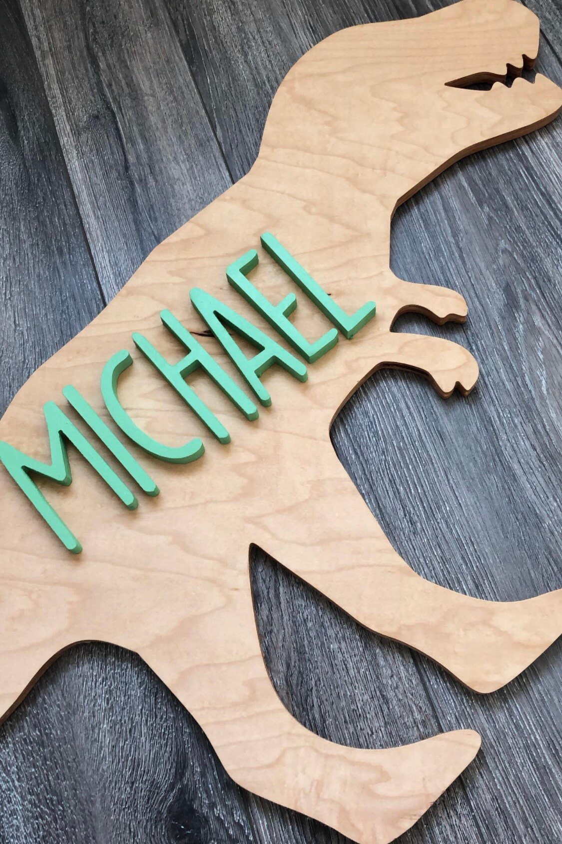 Large Dinosaur T-rex Nursery Name Sign: Custom Wood Wall Art - Etsy