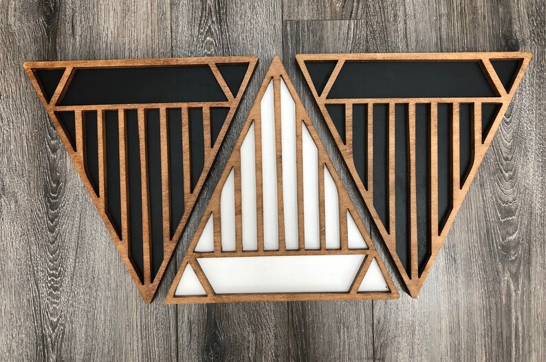 Diamond and Triangles Wood Sign Bohemian Wall Decor Mid - Etsy