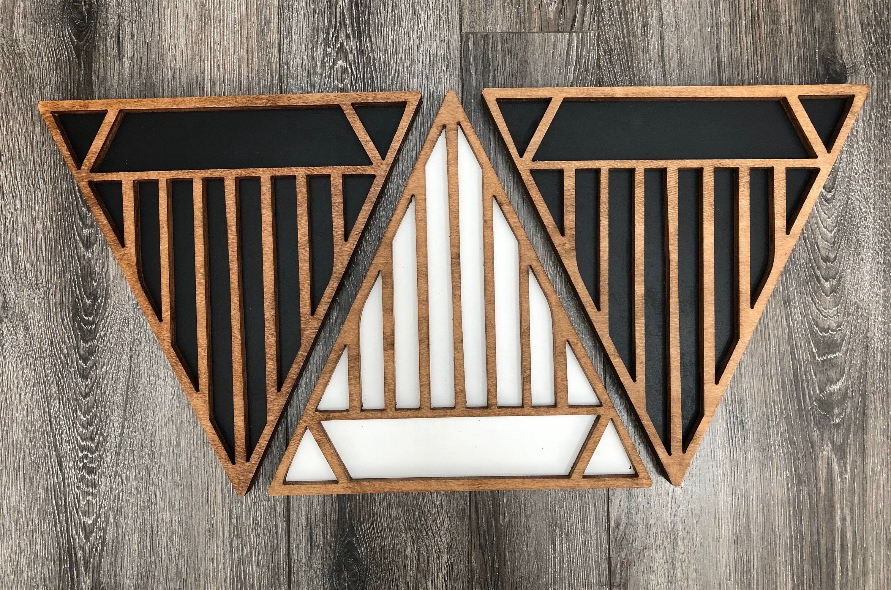 Diamond and Triangles Wood Sign Bohemian Wall Decor Mid - Etsy