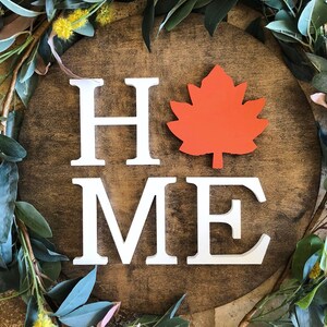 Home Fall Wood Sign + Leaf Round Wall Art + Thanksgiving Home Porch ...