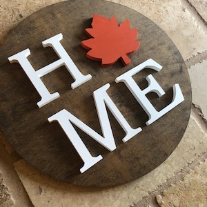 Home Fall Wood Sign + Leaf Round Wall Art + Thanksgiving Home Porch ...
