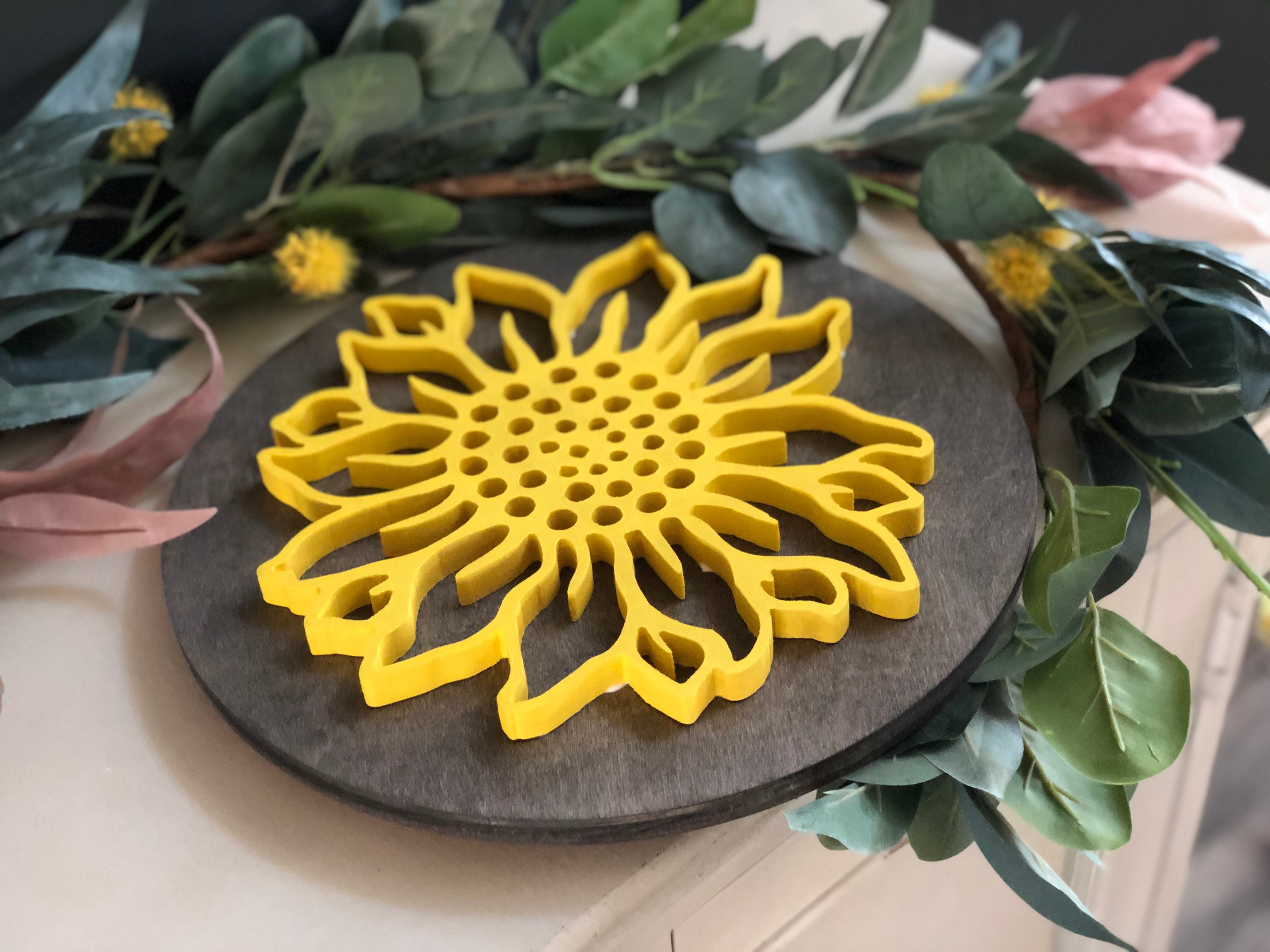 Sunflower Round Wood Sign 12 Wall Decor Home Wall Gallery | Etsy