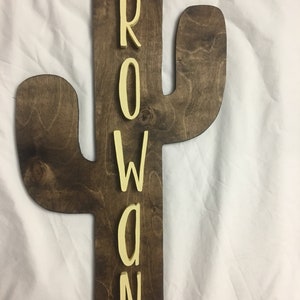 Wooden Cactus Name Sign + Rustic Cactus Wall Decor + Nursery Cactus ...
