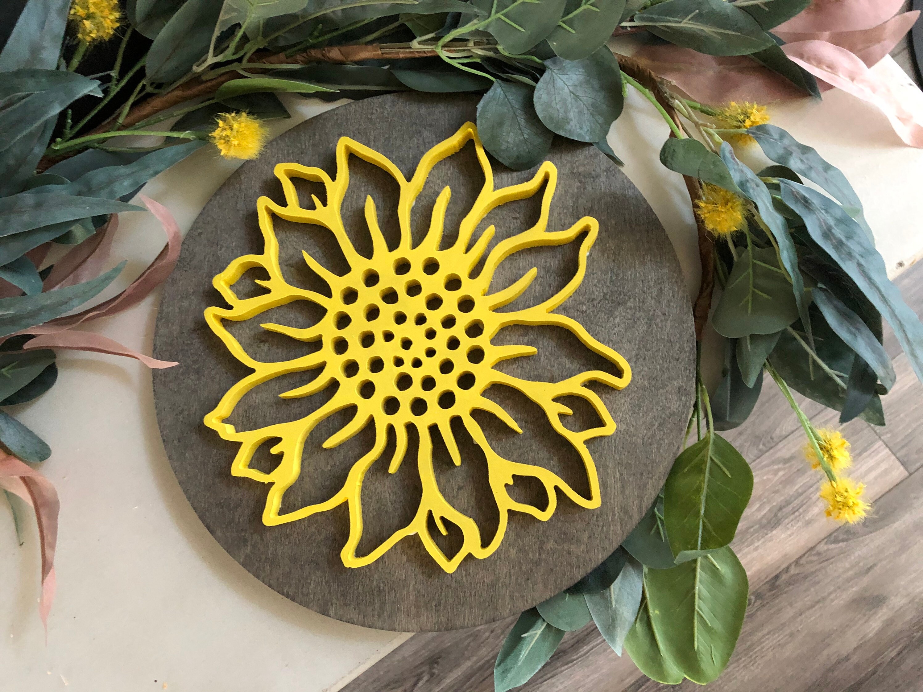 Sunflower Round Wood Sign 12 Wall Decor Home Wall Gallery | Etsy
