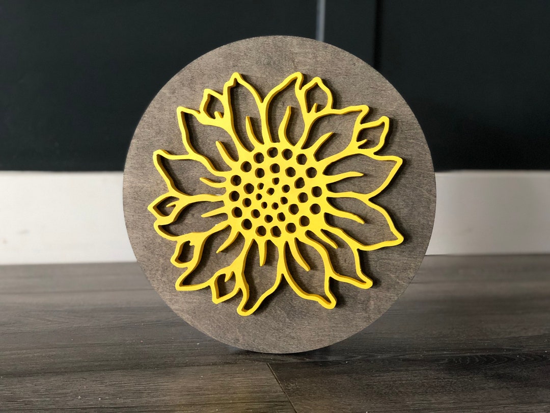 Sunflower Round Wood Sign 12” Wall Decor Home Wall Gallery Custom ...