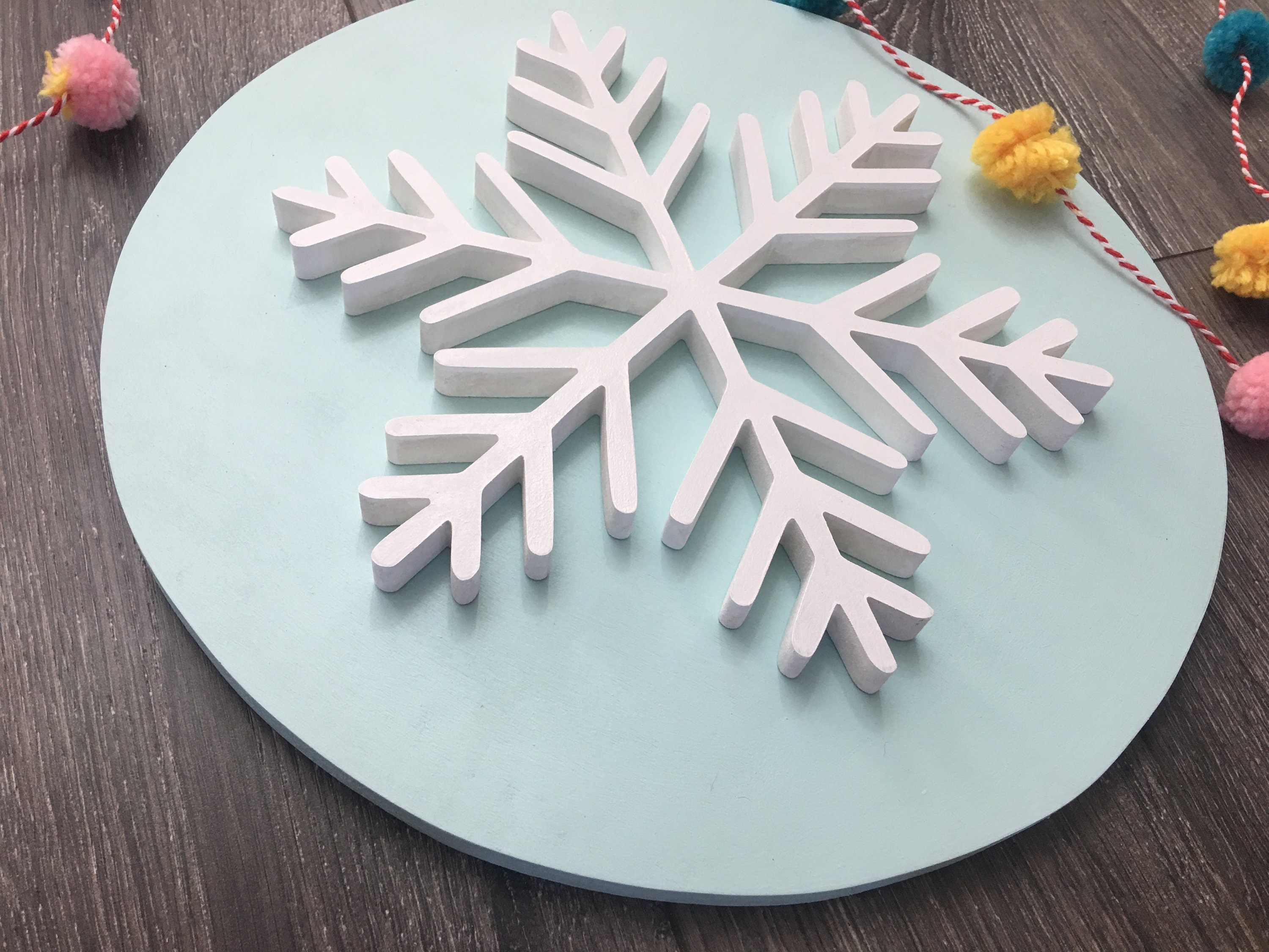 Snowflake White Christmas Wood Sign Modern Christmas | Etsy