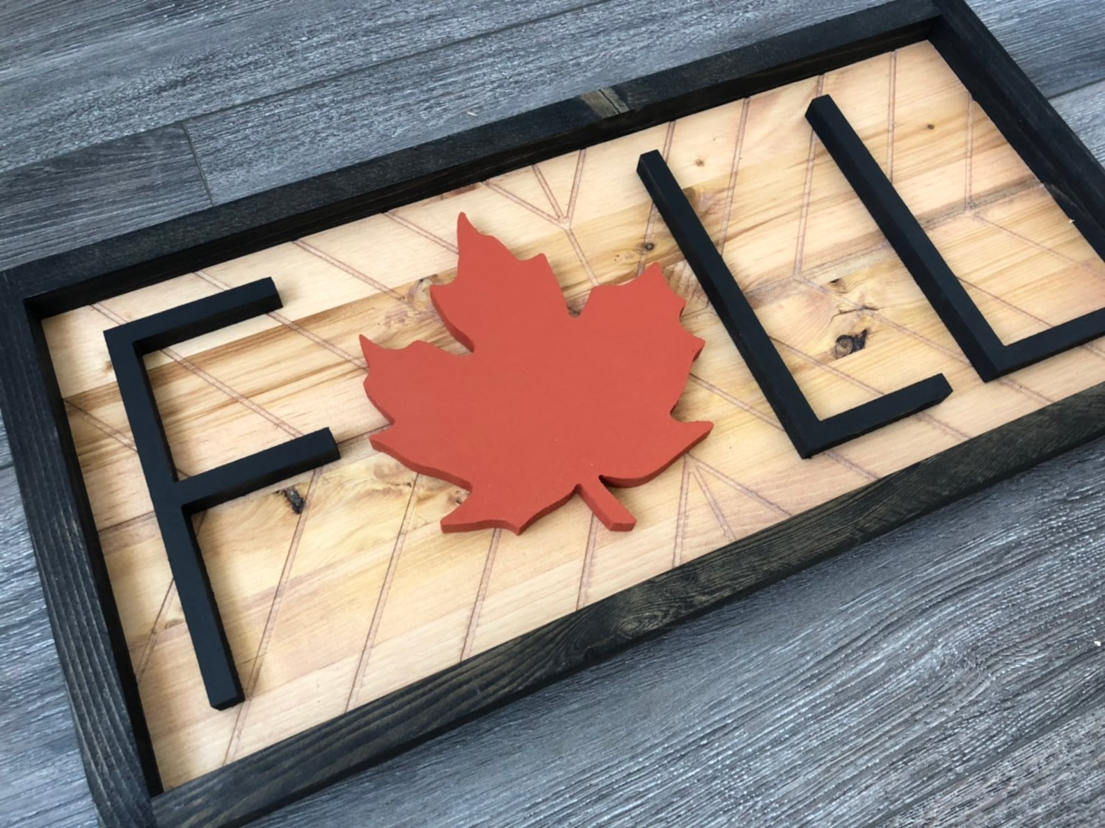 Fall leaf sign Home Decor Fall wooden sign herringbone | Etsy