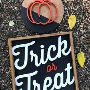 Trick or Treat Halloween Wood Sign + Holiday Porch Decor + Halloween ...