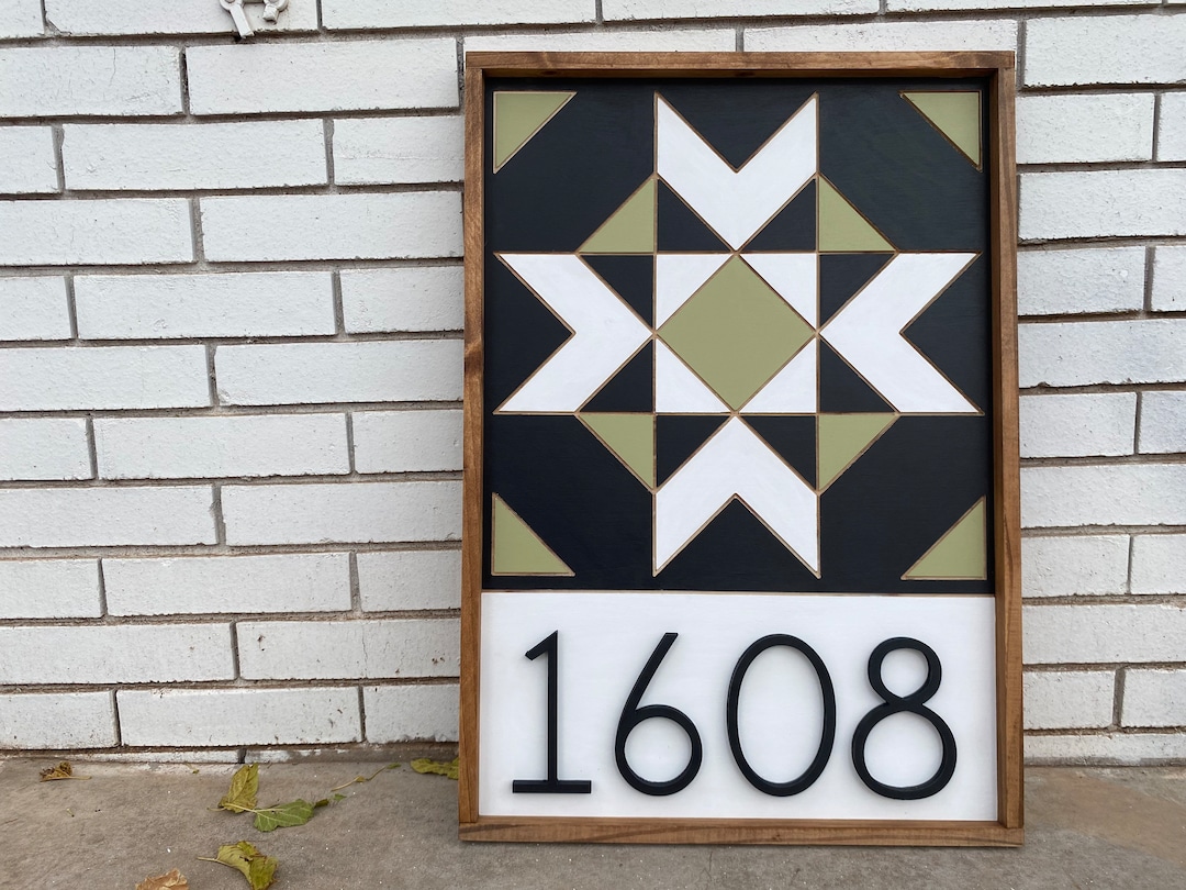 Quilt Pattern Address Sign Home Numbers Street Name Unique Large ...