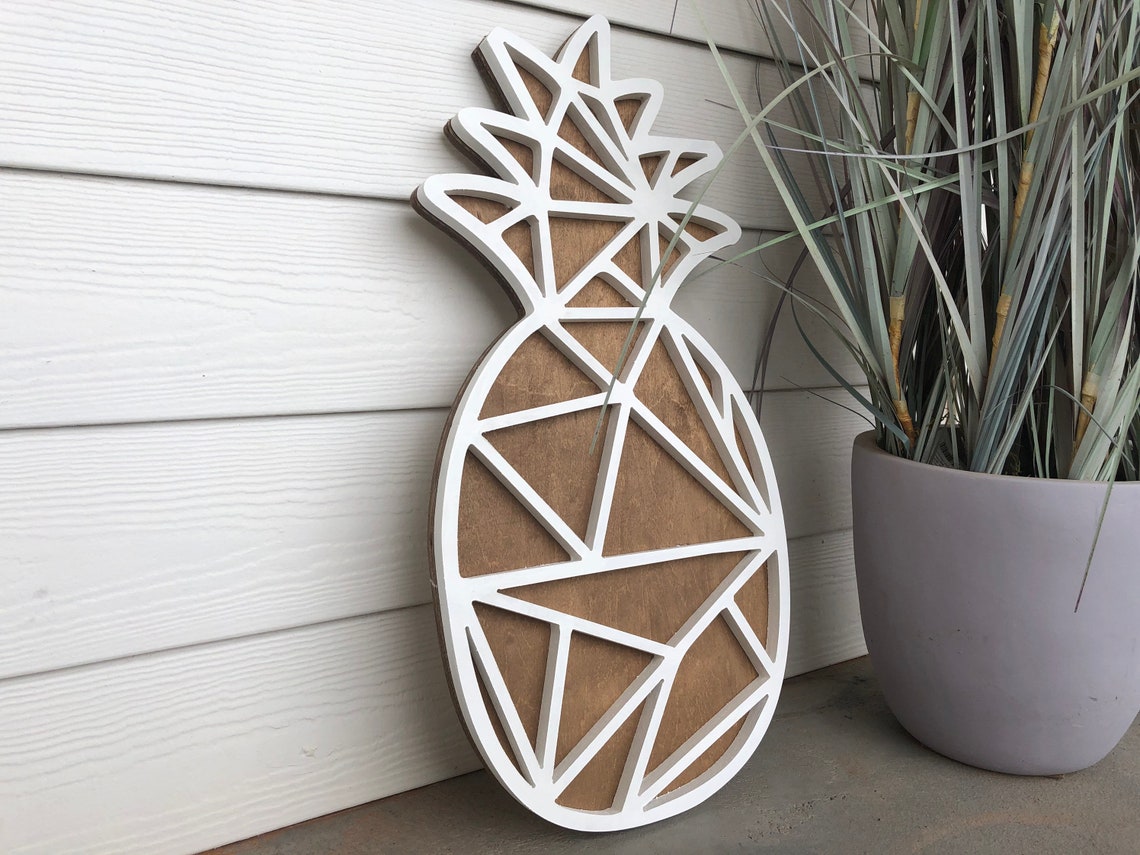 Geometric Pineapple Wood Sign Pineapple Wall Decor Beach | Etsy