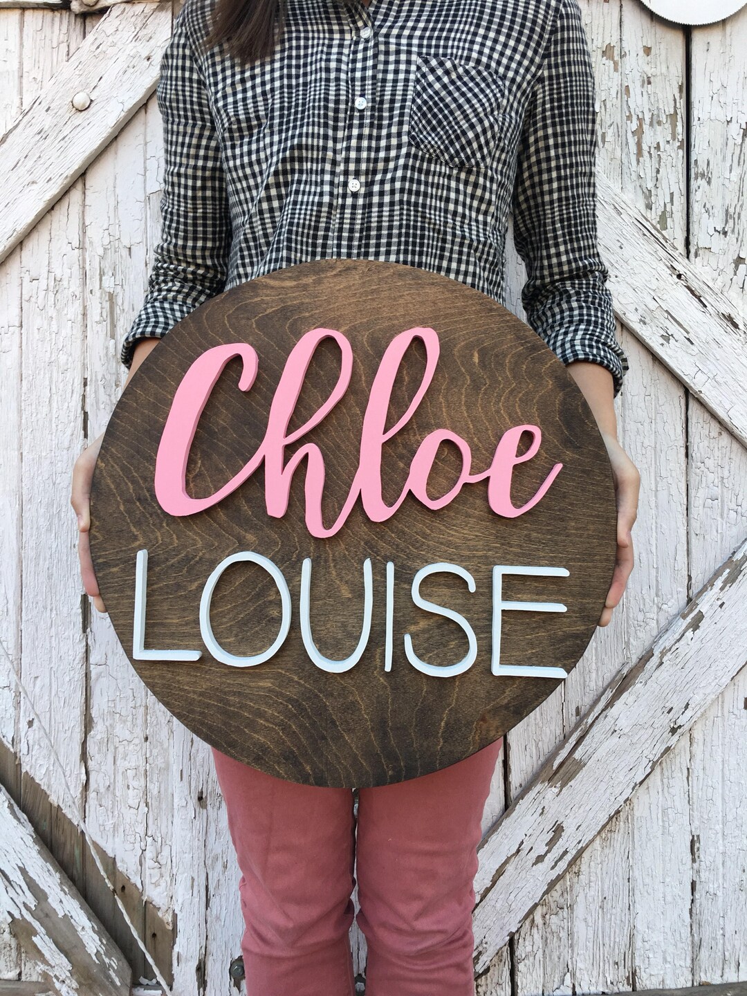 18 Inch Round Custom Name Sign nursery Name Sign Wood Cut Out Name Cut ...