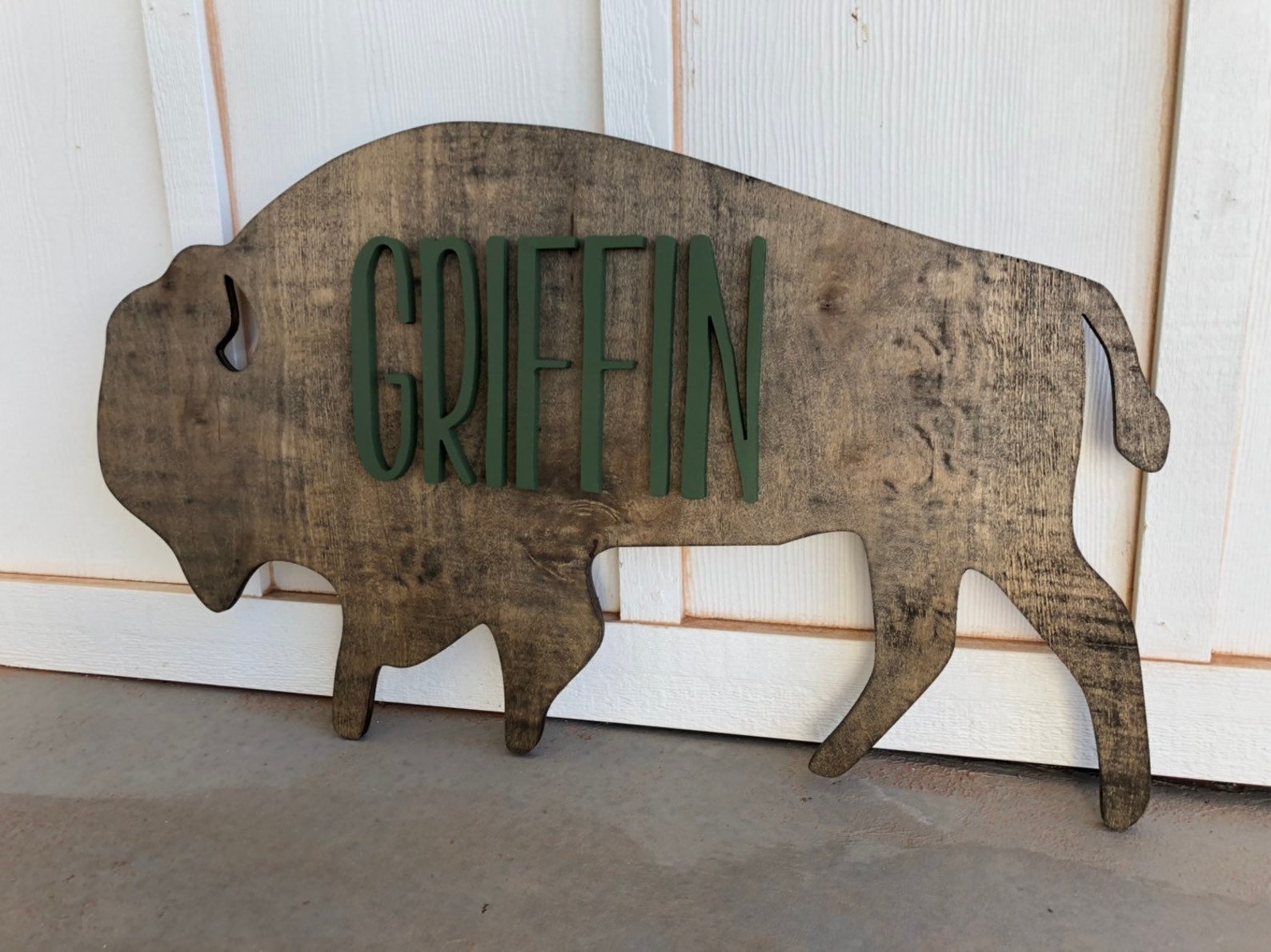 Larger Bison Wood Sign Buffalo Custom Name Sign Nursery - Etsy
