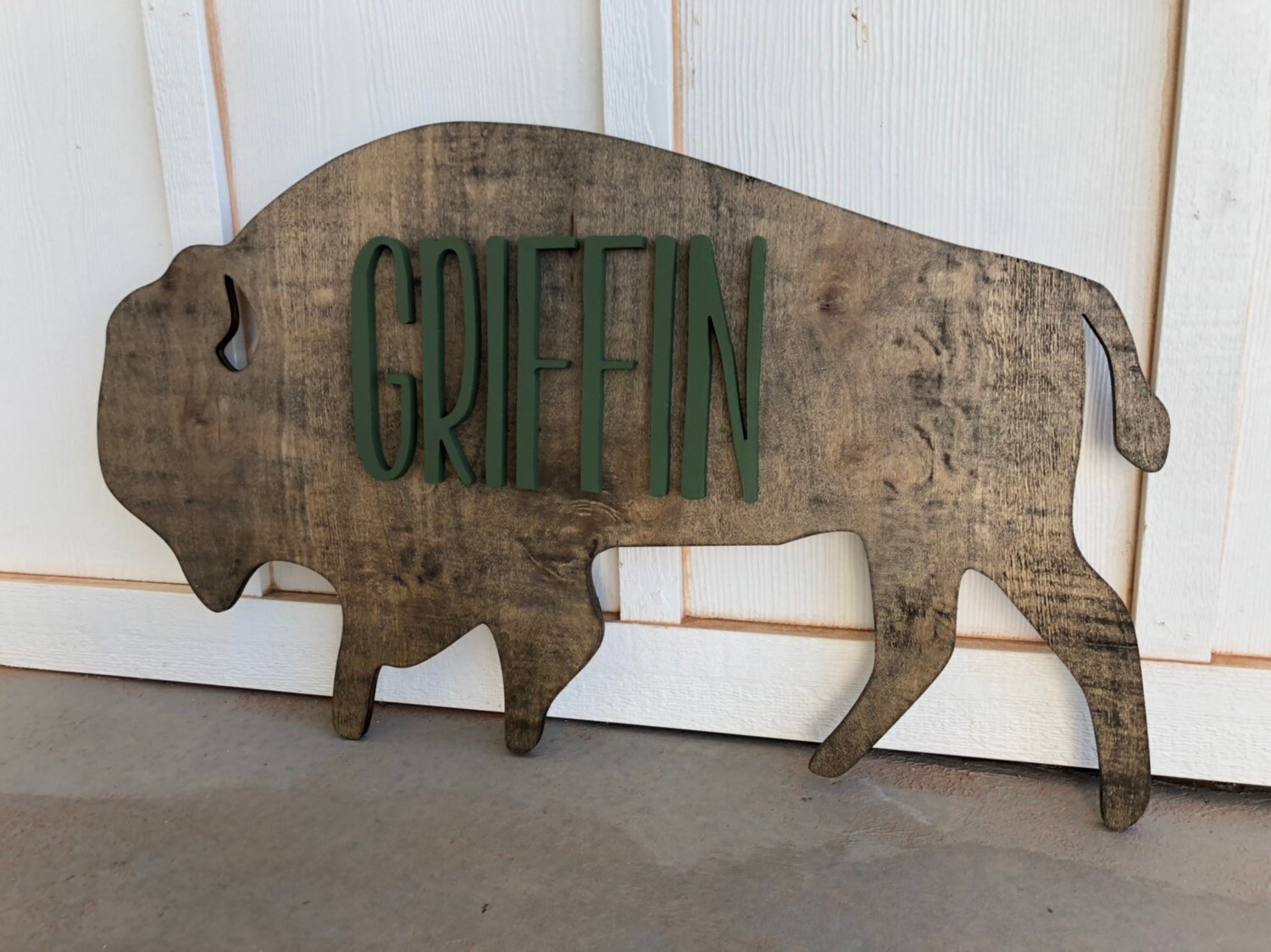 Larger Bison Wood Sign Buffalo Custom Name Sign Nursery - Etsy