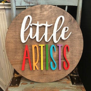 Little Artists Rainbow Wood Sign Wall Decor Kids Room Art - Etsy