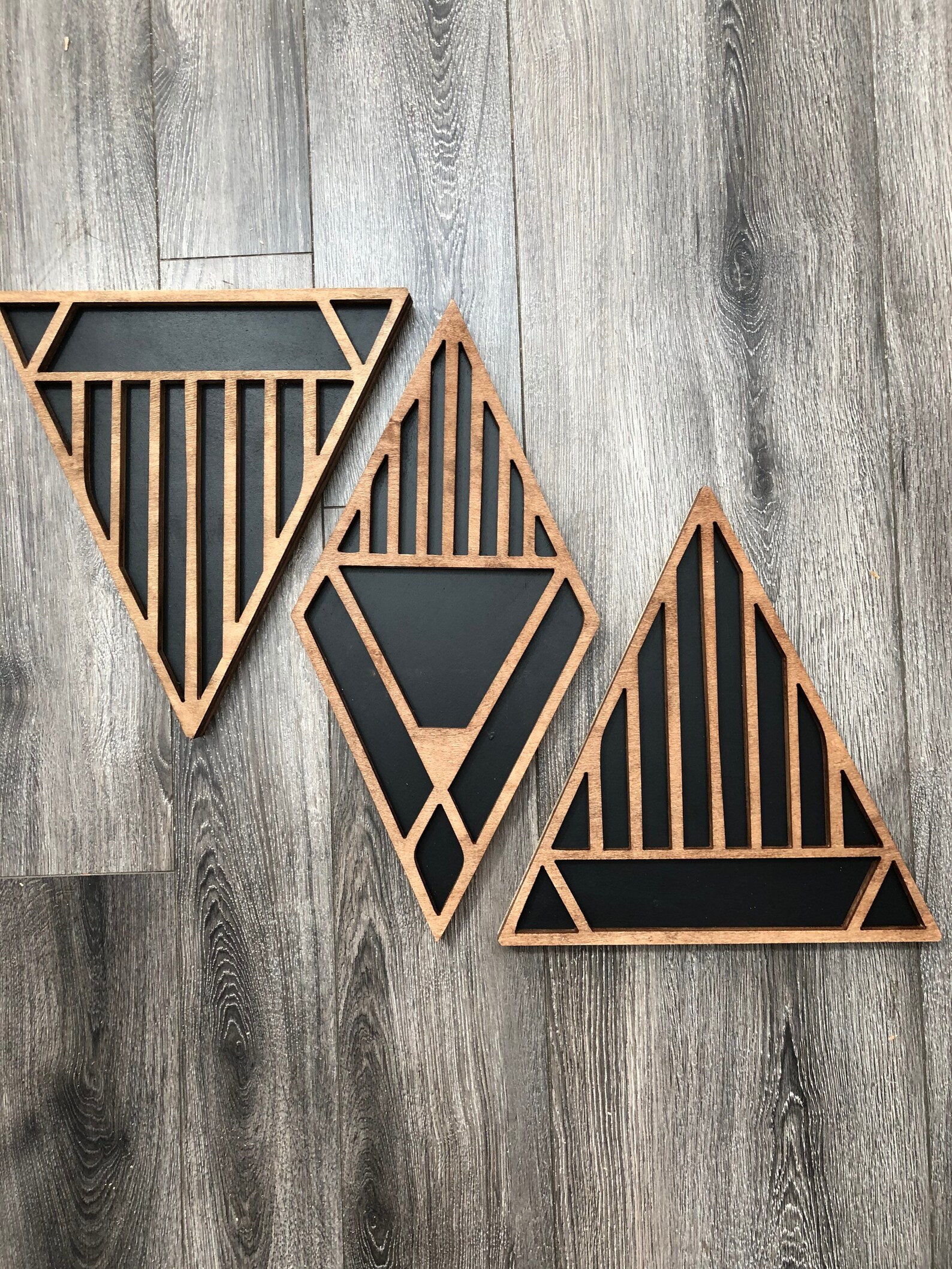 Diamond and Triangles Wood Sign Bohemian Wall Decor Mid - Etsy