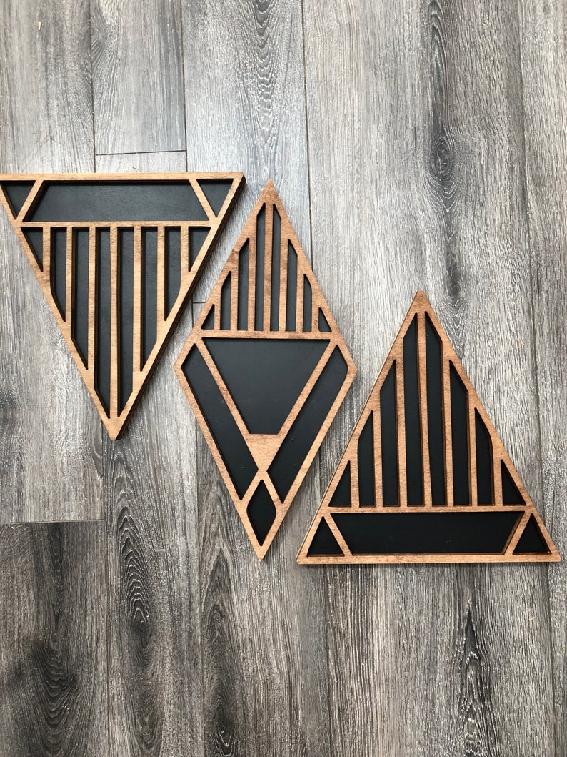 Diamond and Triangles Wood Sign Bohemian Wall Decor Mid - Etsy