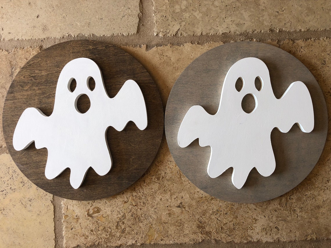 Ghost Mini 12 Inch Round Wood Sign Halloween Decorations - Etsy